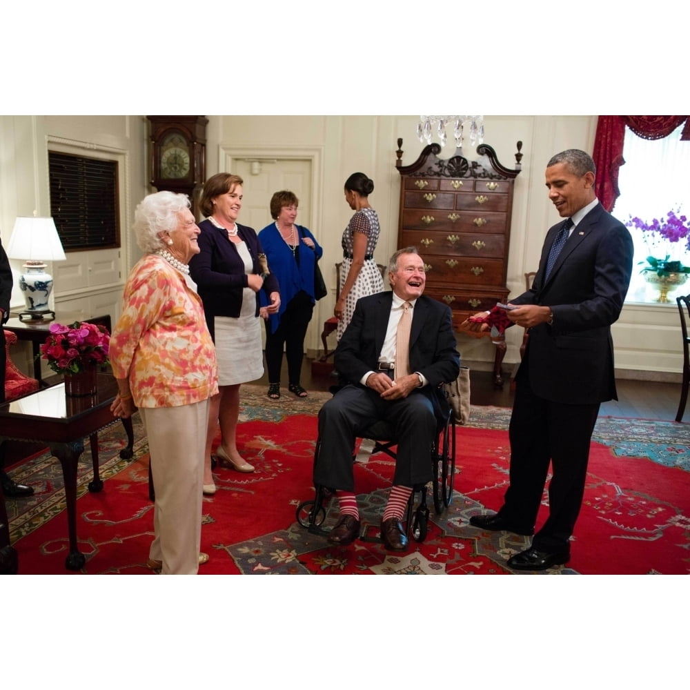 George H. W. And Barbara Bush Present President Barack Obama With A ...