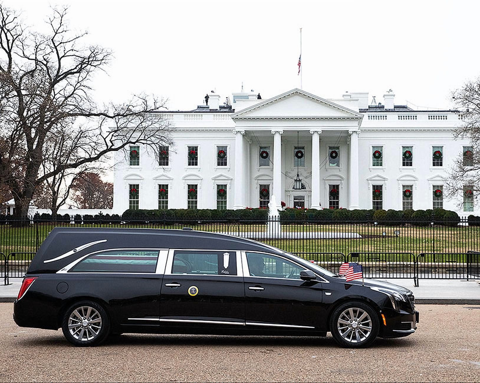 George H.W. Bush Procession Passes White House - 24x36 Inch Laminated ...