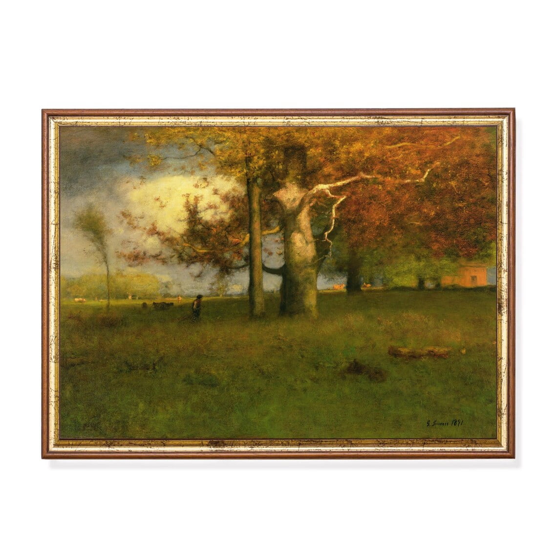 George Inness Autumn Landscape Poster Golden Trees, Moody Tonalist Art ...