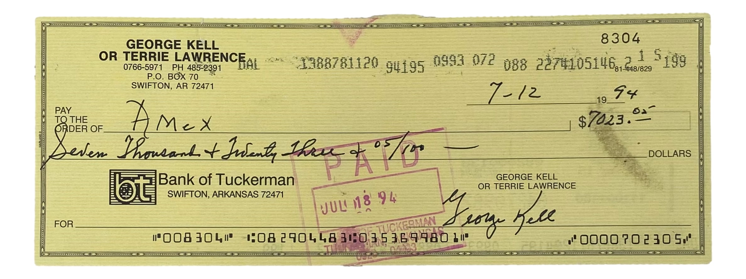 George Kell Detroit Tigers Signed Bank Check #8304 BAS - Walmart.com