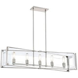 George Kovacs Crystal Clear 43 1/4"W Nickel Kitchen Island Light ...