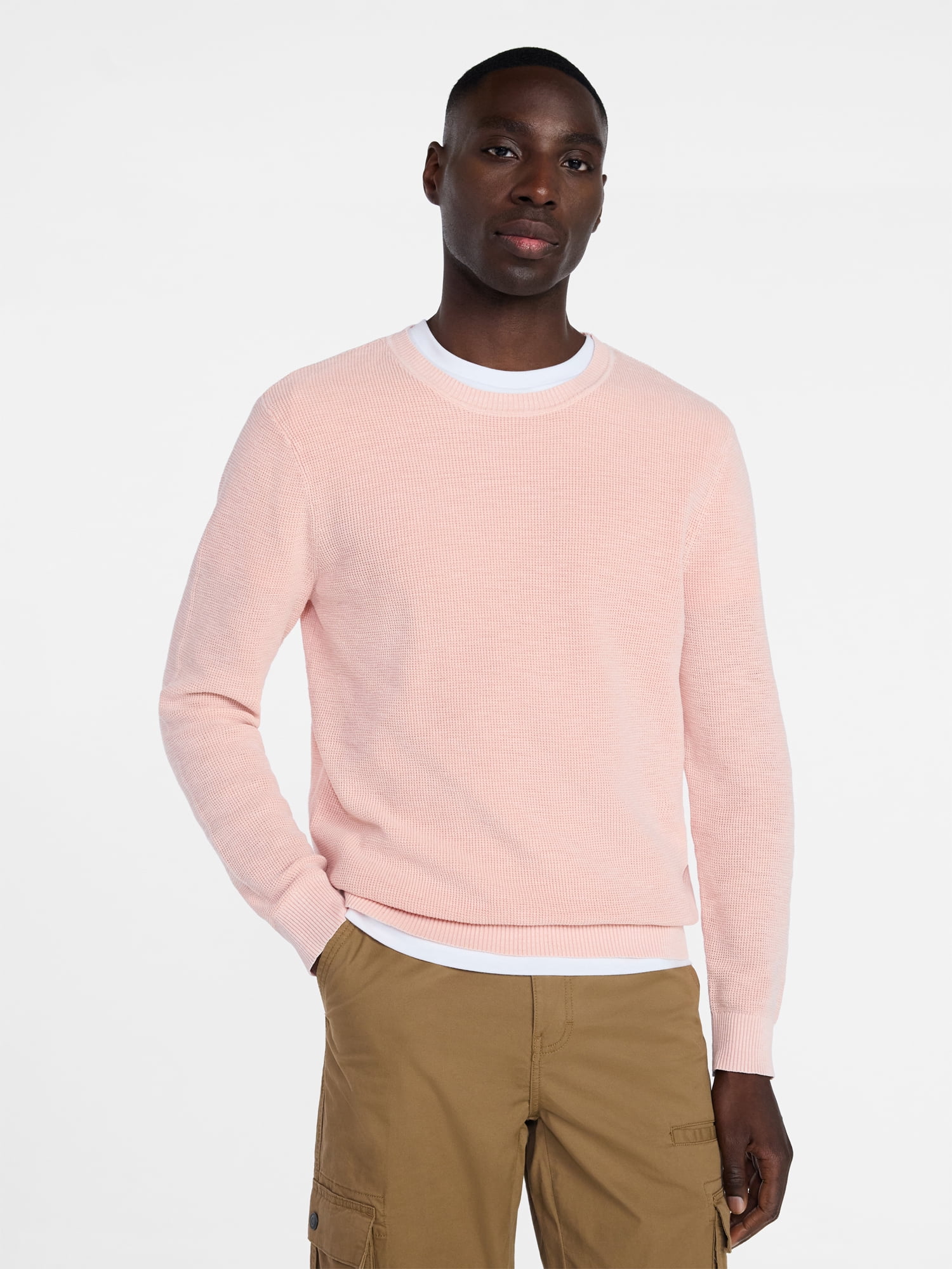 George Men's and Big Men's Cotton Slub Sweater with Long Sleeves, Sizes ...