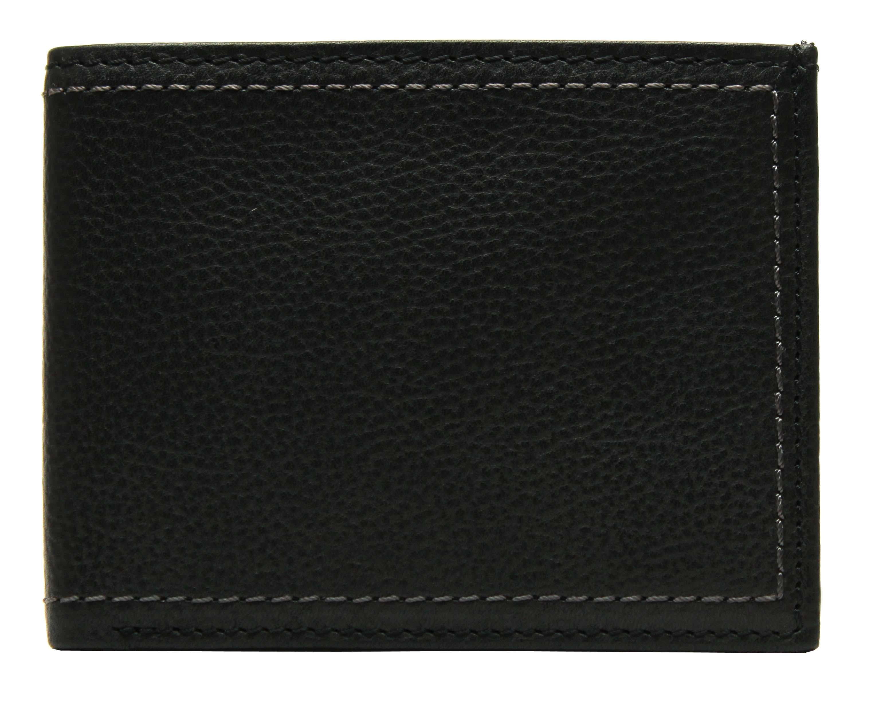 George Men's Black Genuine Leather Trifold Wallet, RFID Protection, 17 ...