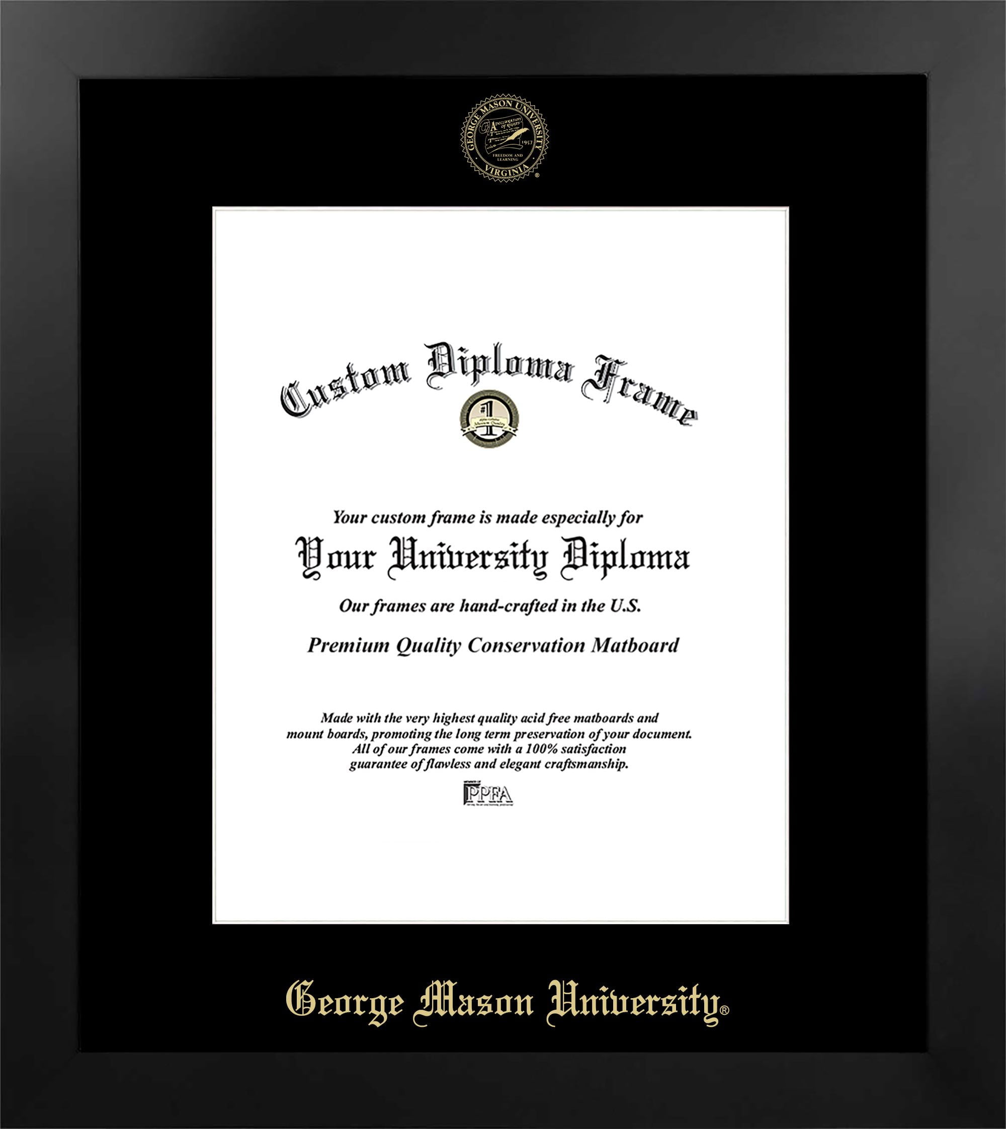 George Mason University 10w x 14h Manhattan Black Single Mat Gold ...