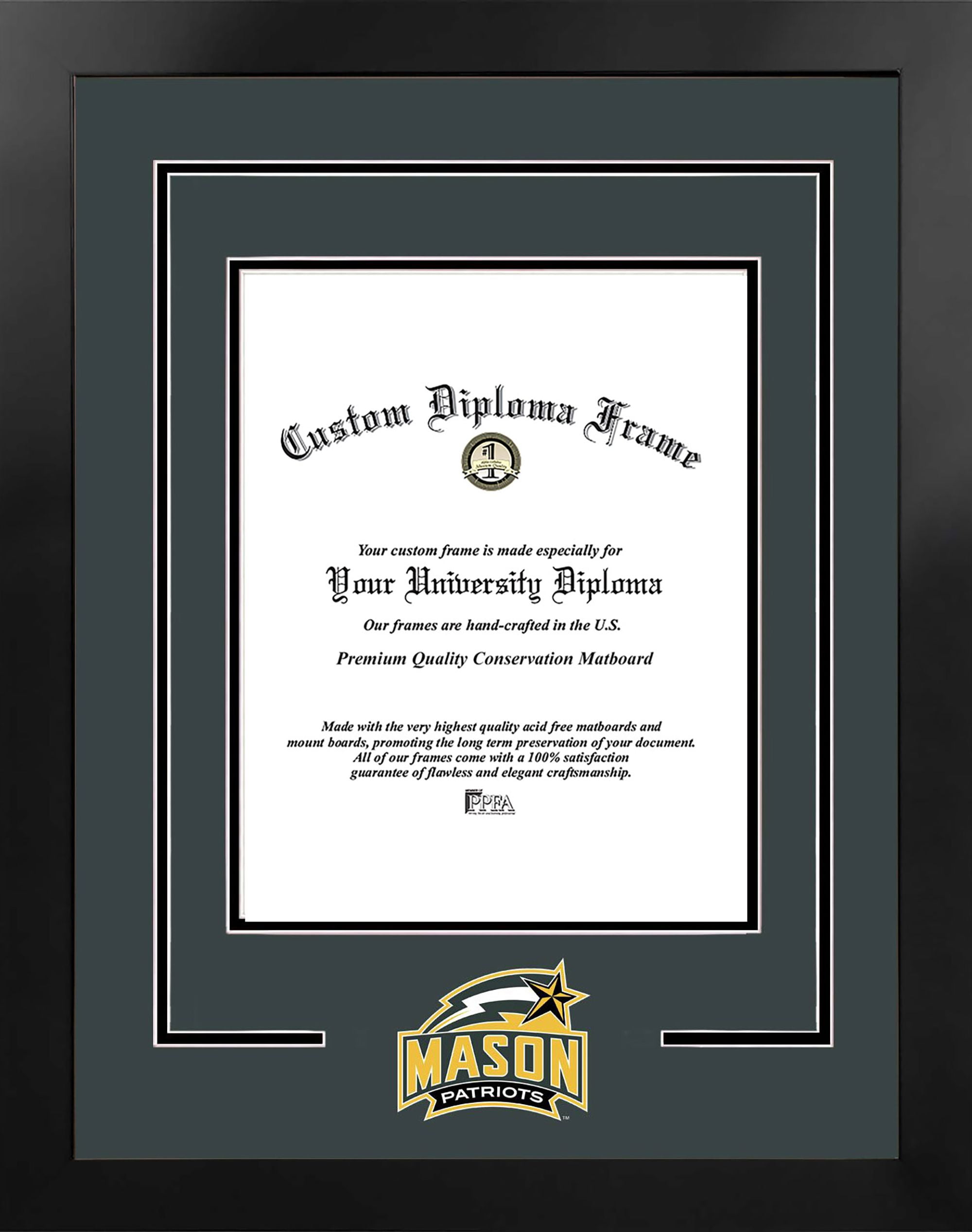 George Mason University 10w x 14h Spirit Diploma Manhattan Black Frame ...