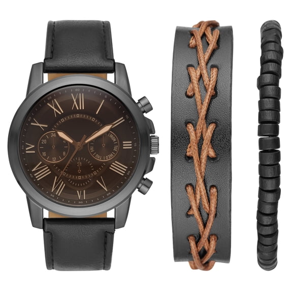 George Men's 3 Piece Watch Set Gunmetal Case Dial Modern Design with ...