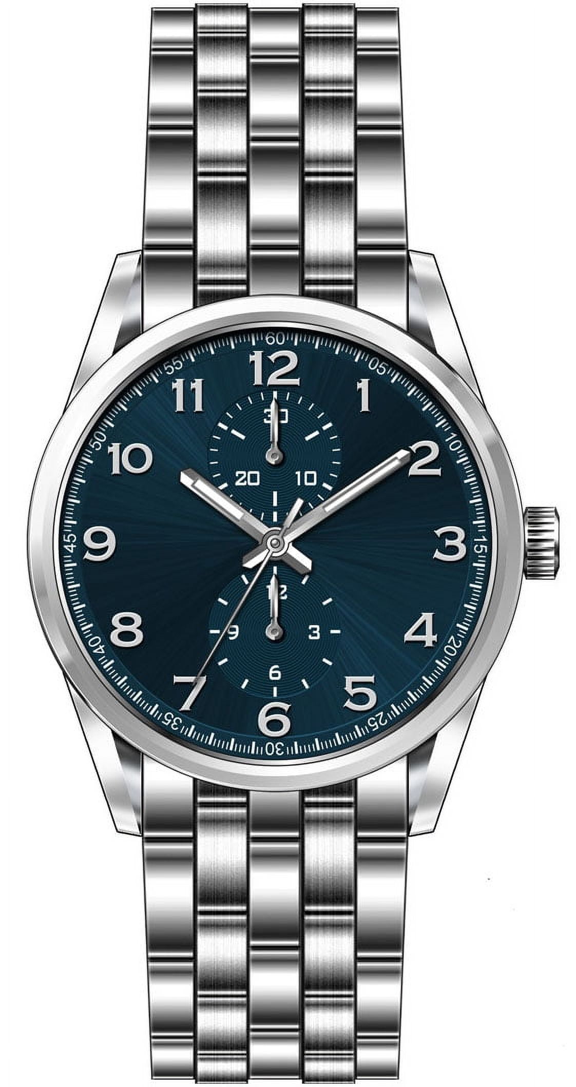 George Men's 41mm Silver Tone Blue Dial Easy Read Bracelet Watch ...