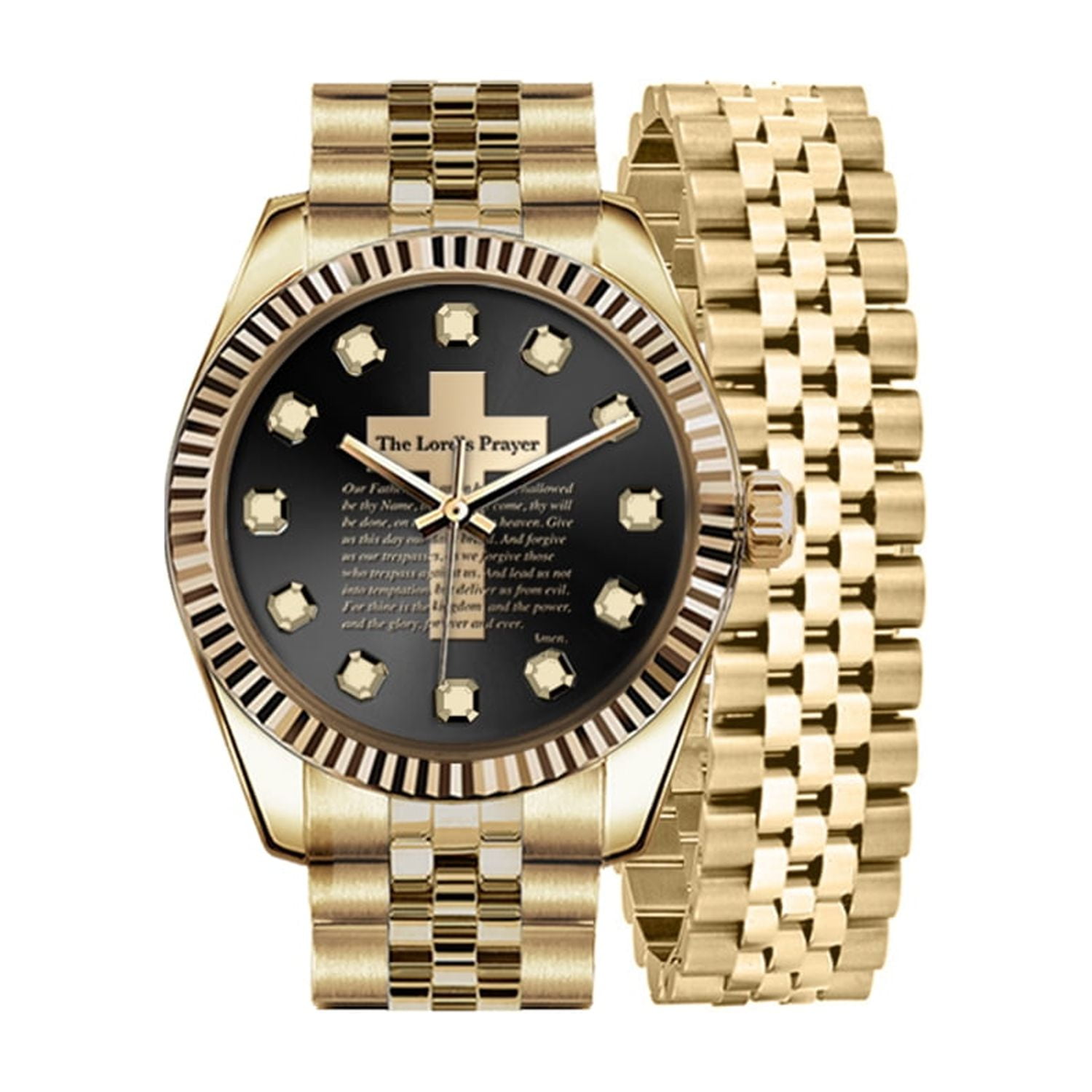 George Men's Adult Gold Tone Lord's Prayer Watch and Bracelet Set, 2 ...