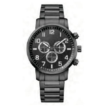 George Men's 41mm Gunmetal Tone Watch with Blue Dial and Genuine ...