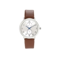 George Men's Silver-Tone Leather Strap Watch - Walmart.com