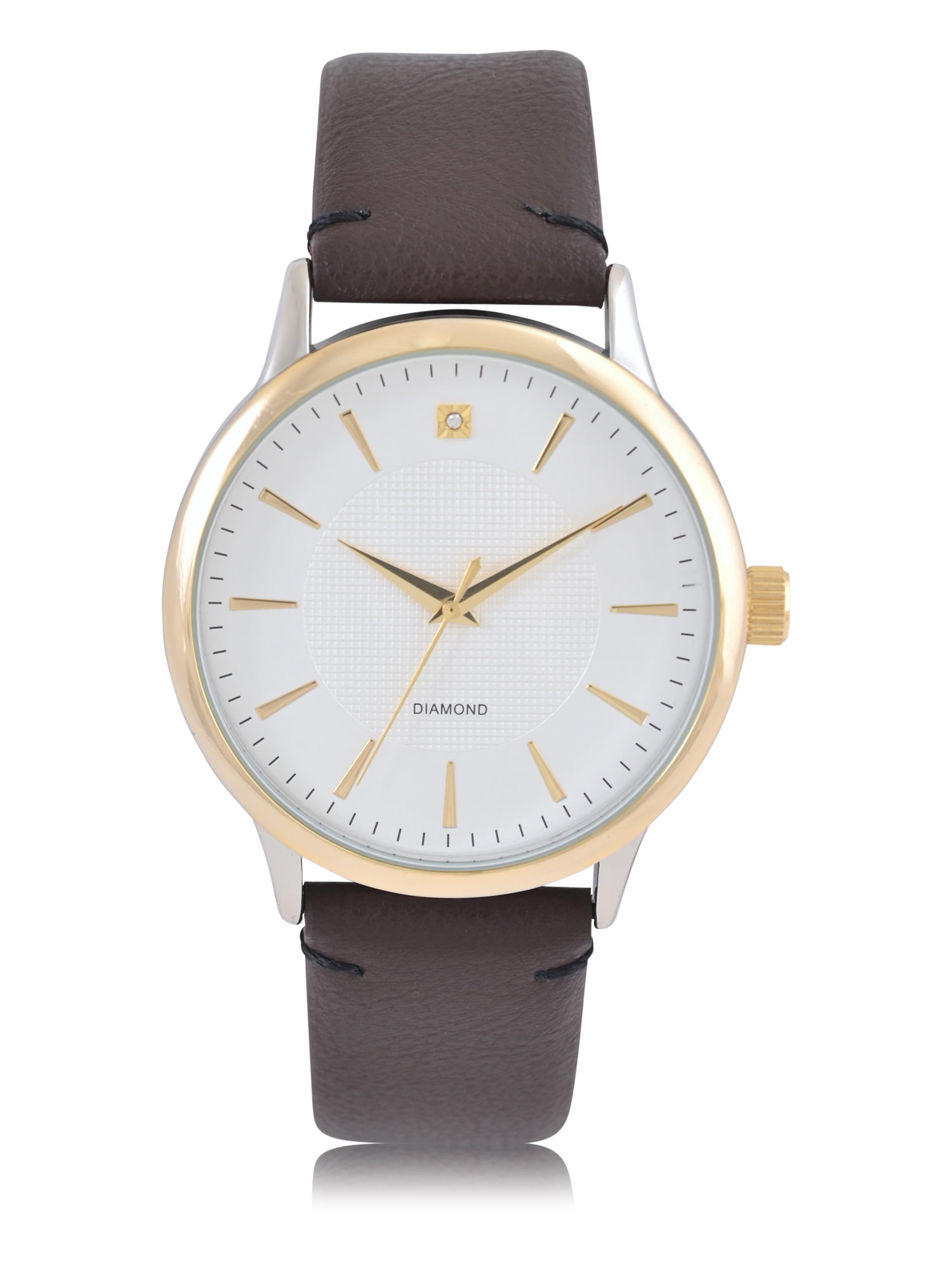 George Men's Analog Watch with Two-Tone Round Case, Genuine Diamond ...