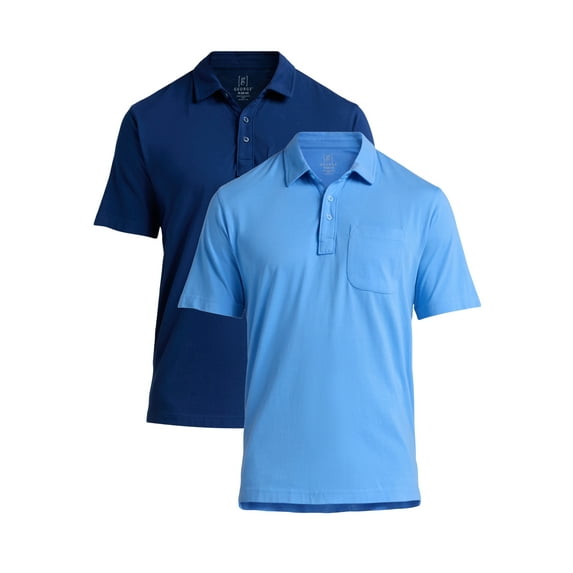 George Men's & Big Men's 2-Pack Short Sleeve Cotton Jersey Polo with ...