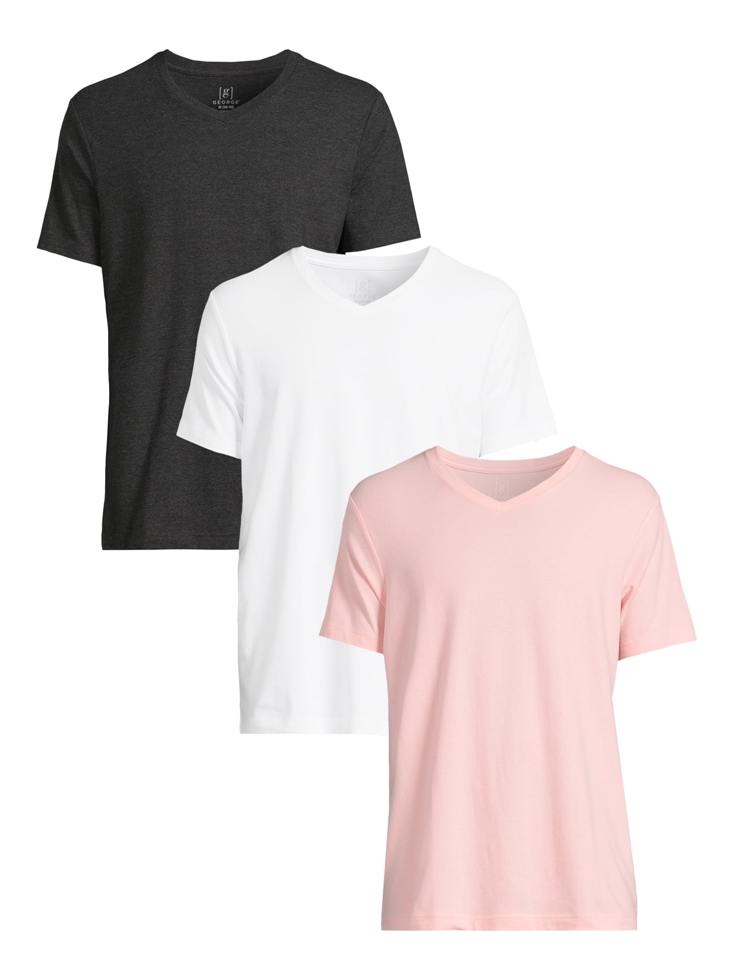 George men's 3-Pack V-Neck Textured Tee - S-3XL - Walmart.com