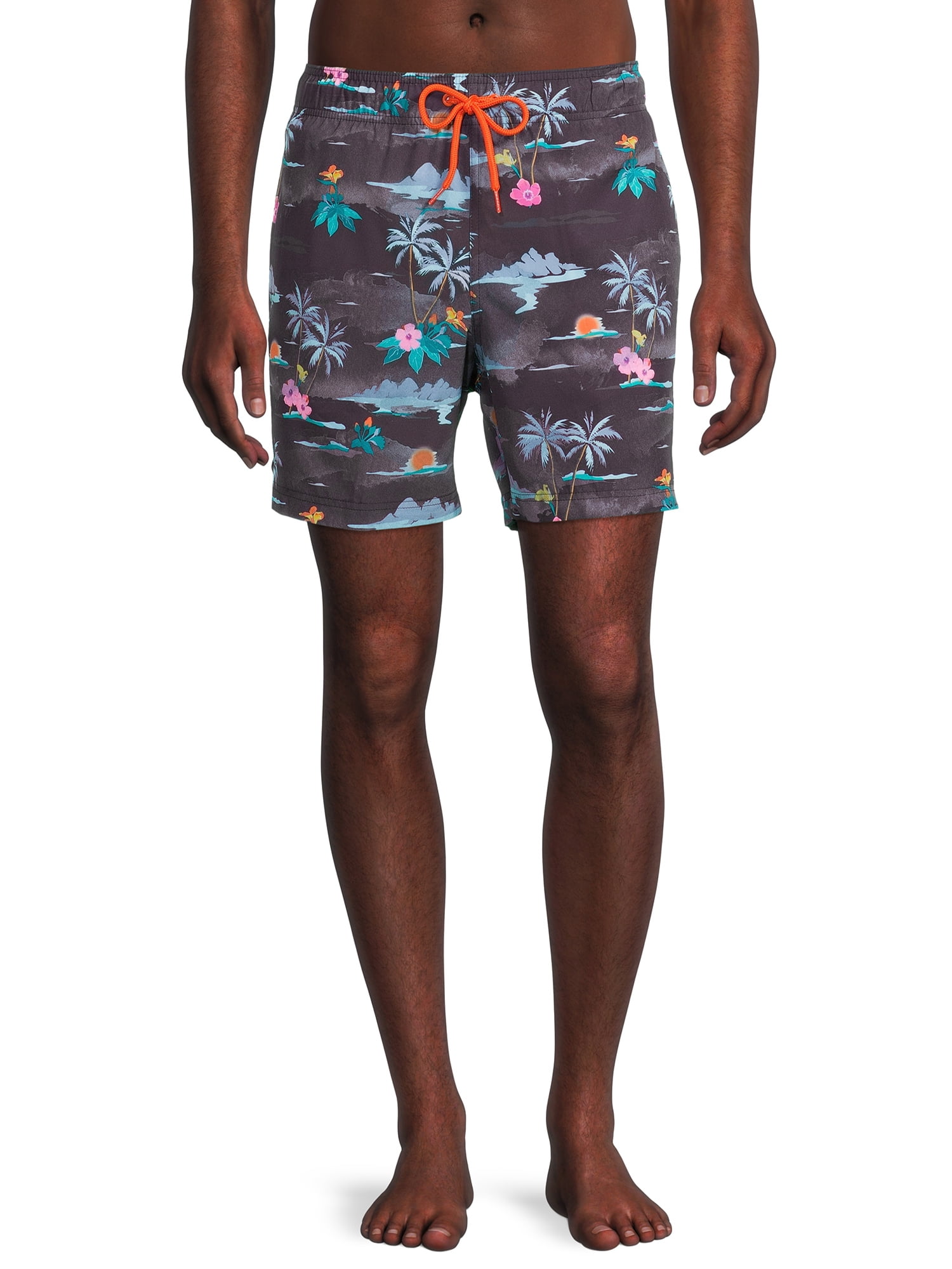 George Men's & Big Men's 7" Novelty Print Swim Trunks with Stretch ...