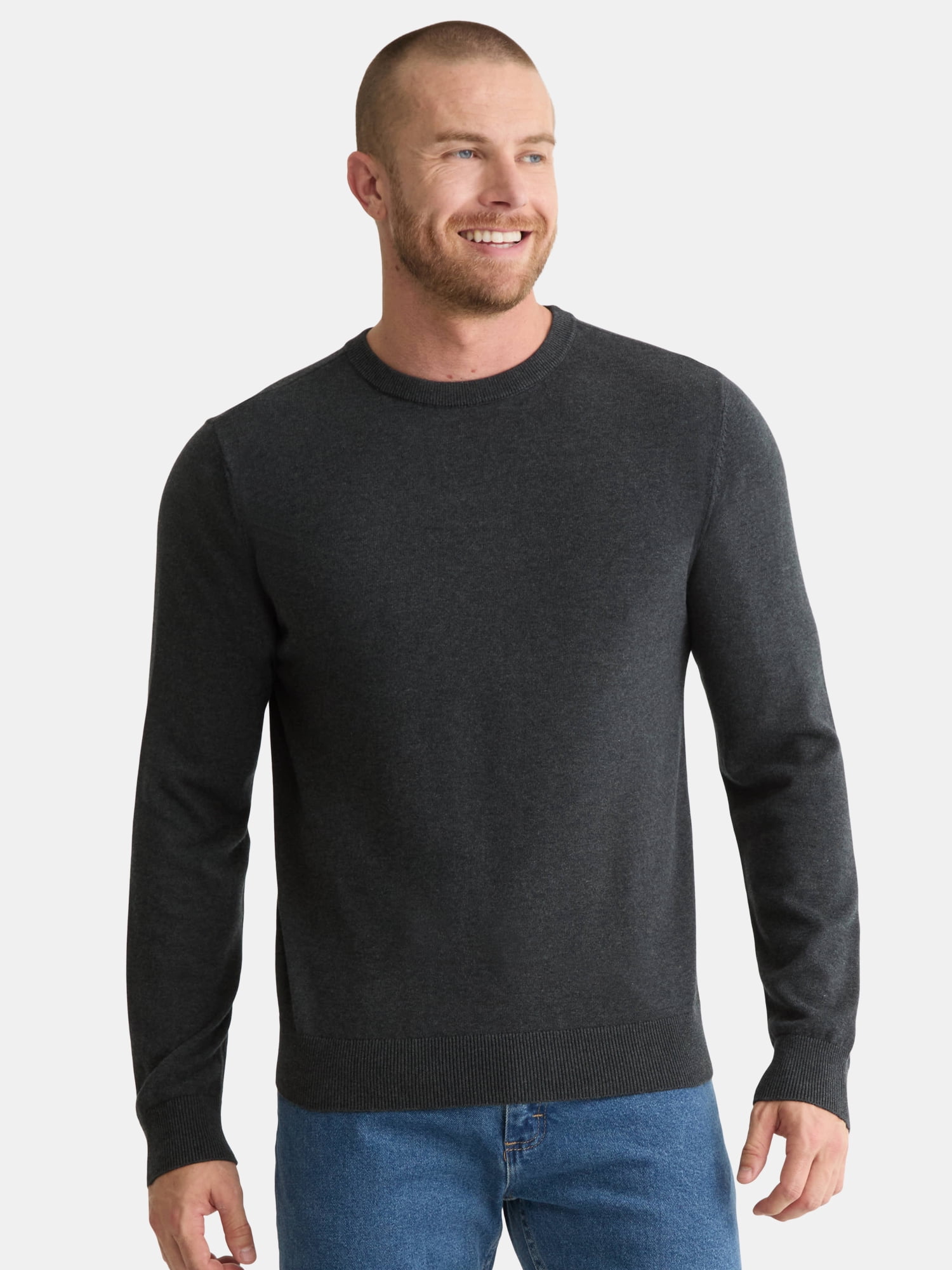 George Men's & Big Men's Relaxed Fit Lightweight Crewneck Sweater ...