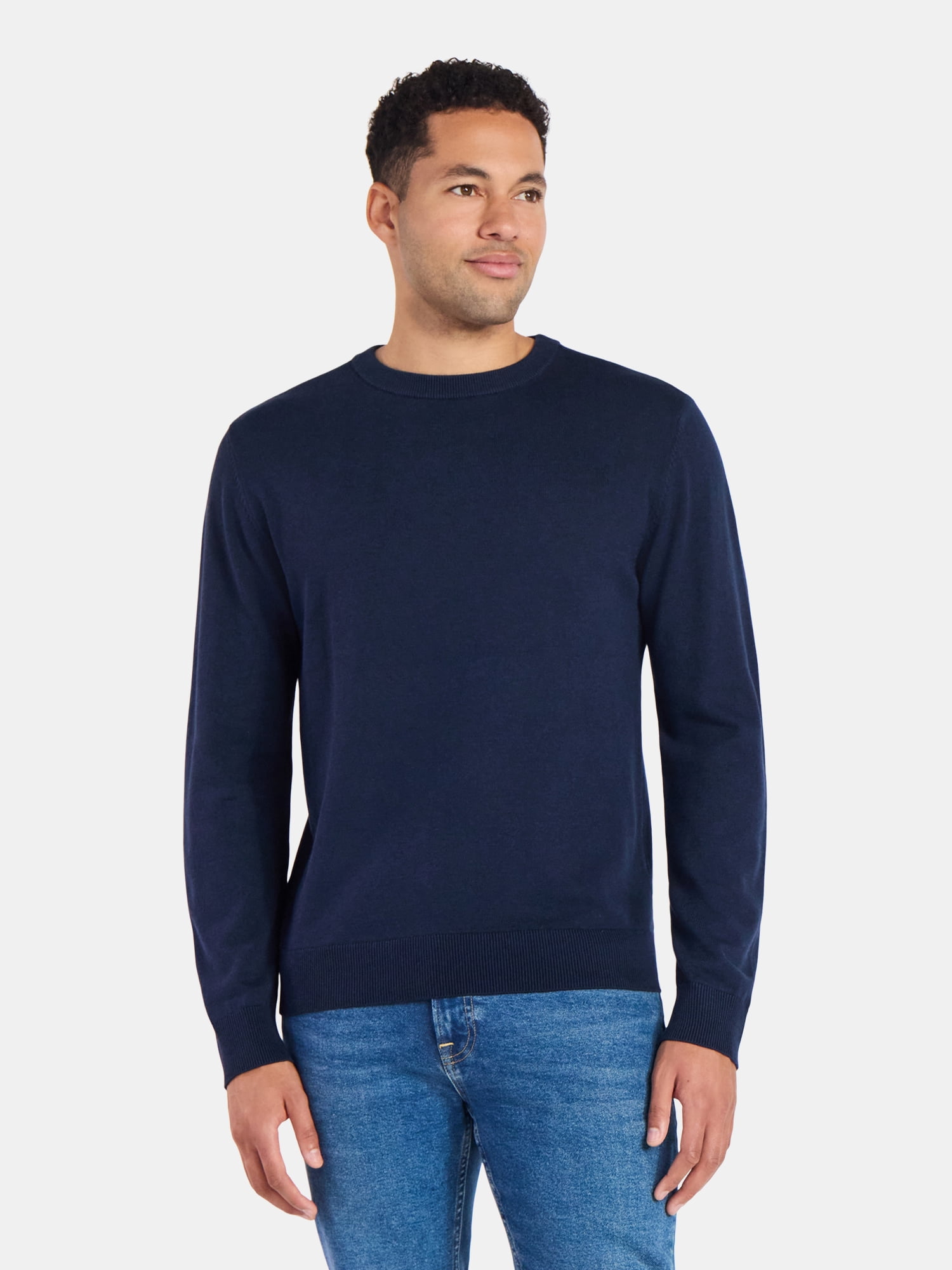 George Men's & Big Men's Relaxed Fit Lightweight Crewneck Sweater ...