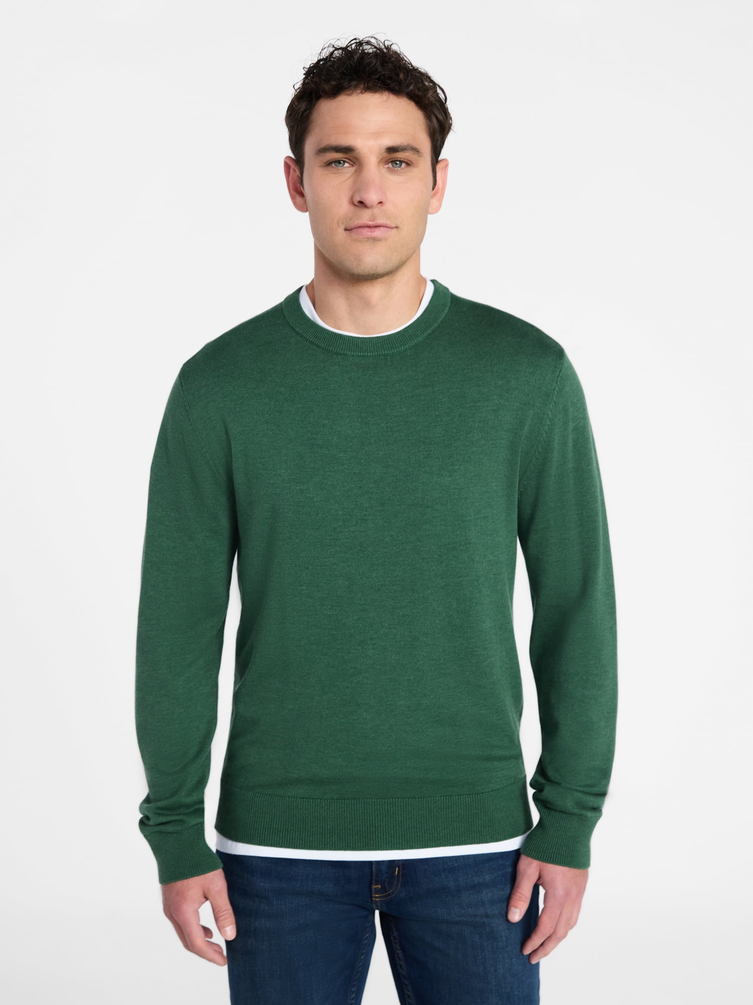 George Men's & Big Men's Relaxed Fit Lightweight Crewneck Sweater ...