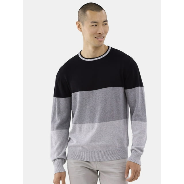 George Men's & Big Men's Colorblock Crewneck Sweater with Long Sleeves ...