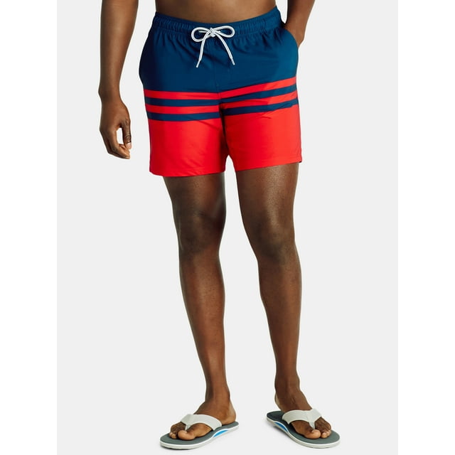 George Men's & Big Men's Compression Lined Swim Trunks, 7" Inseam ...
