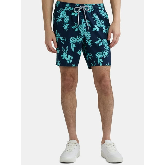 George Men's & Big Men's Compression Lined Swim Trunks, 7" Inseam ...