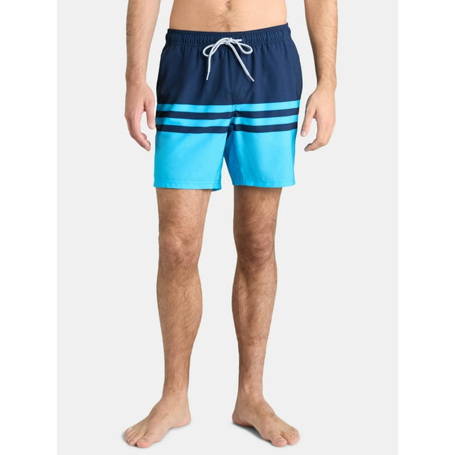 George Men's & Big Men's Compression Lined Swim Trunks, 7" Inseam ...