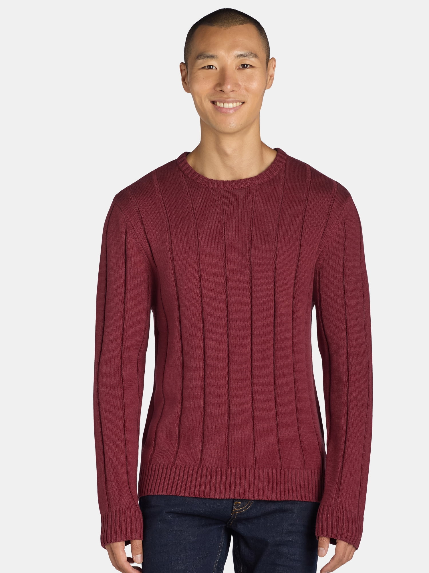 George Men's & Big Men's Drop Needle Crewneck Sweater, Sizes S-3XL ...