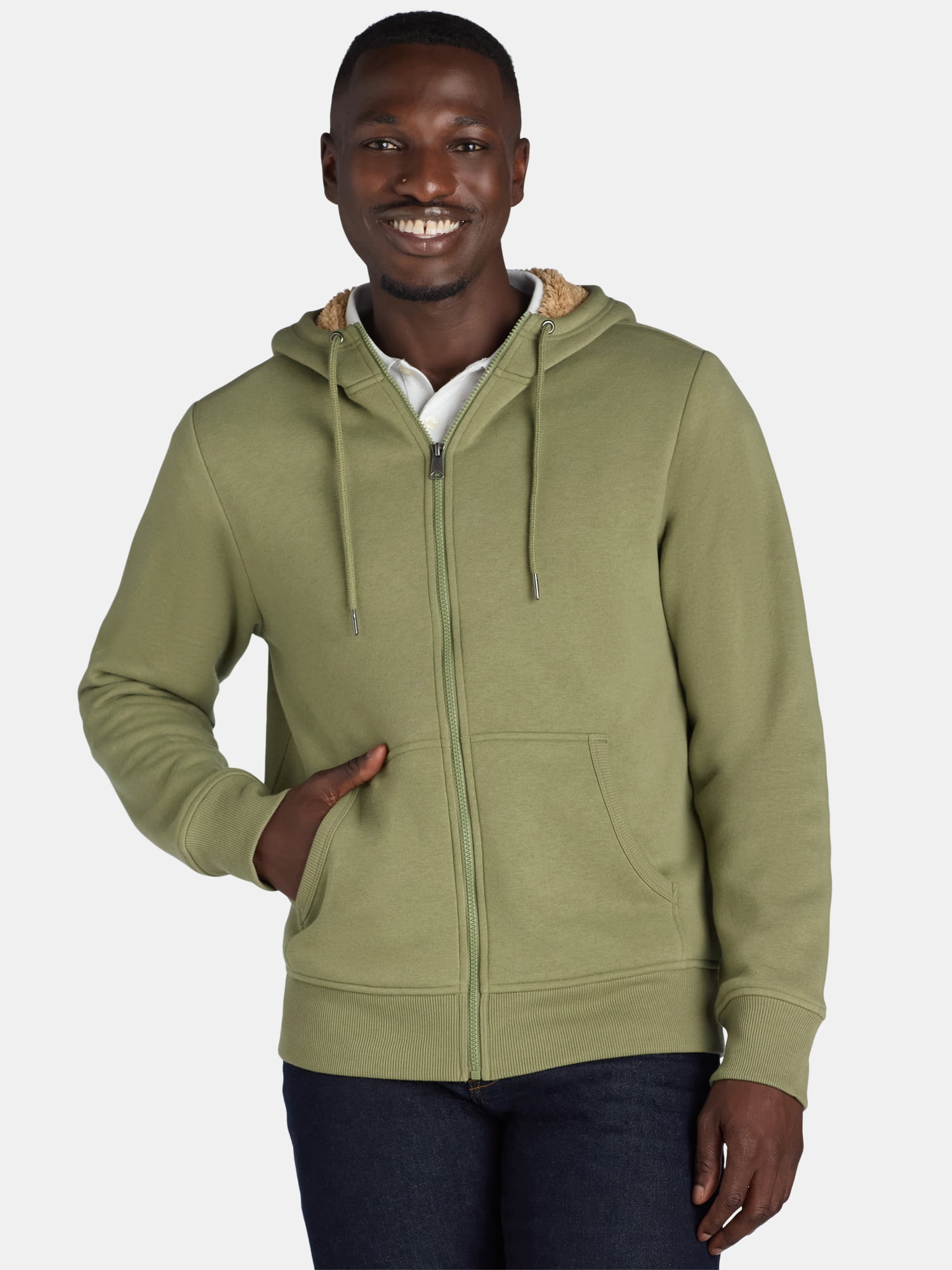 George Men's & Big Men's High Pile Fleece Lined Jacket with Hood, Sizes ...