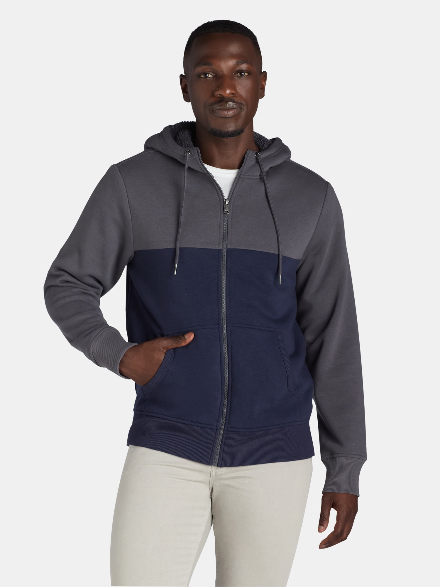 George Men's & Big Men's High Pile Fleece Lined Jacket with Hood, Sizes ...