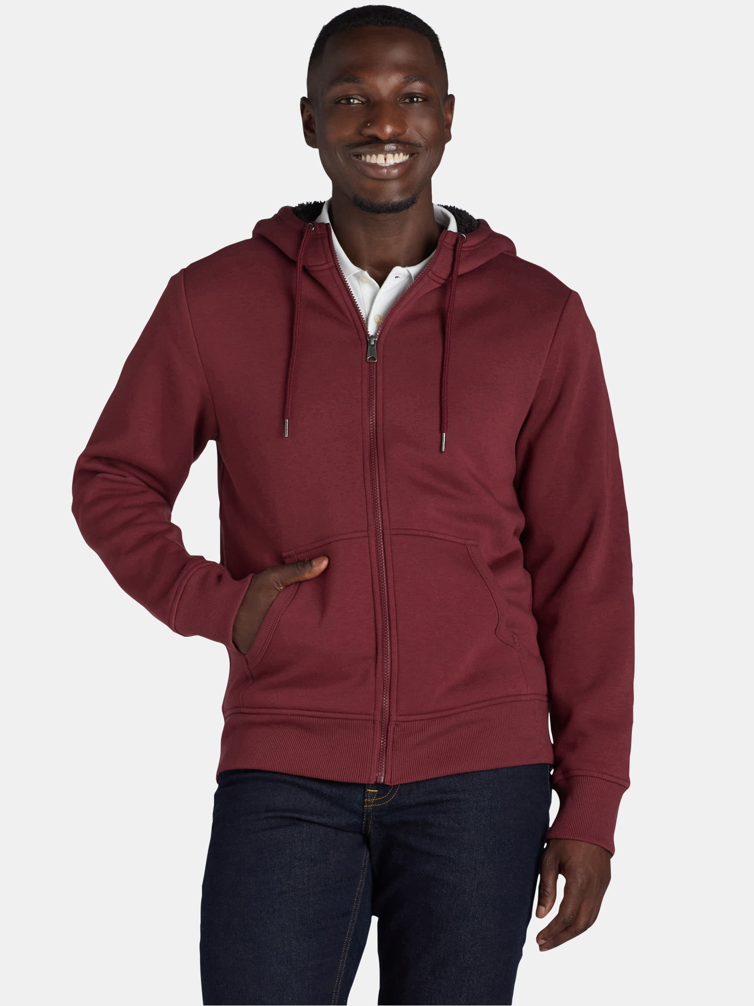 George Men's & Big Men's High Pile Fleece Lined Jacket with Hood, Sizes ...