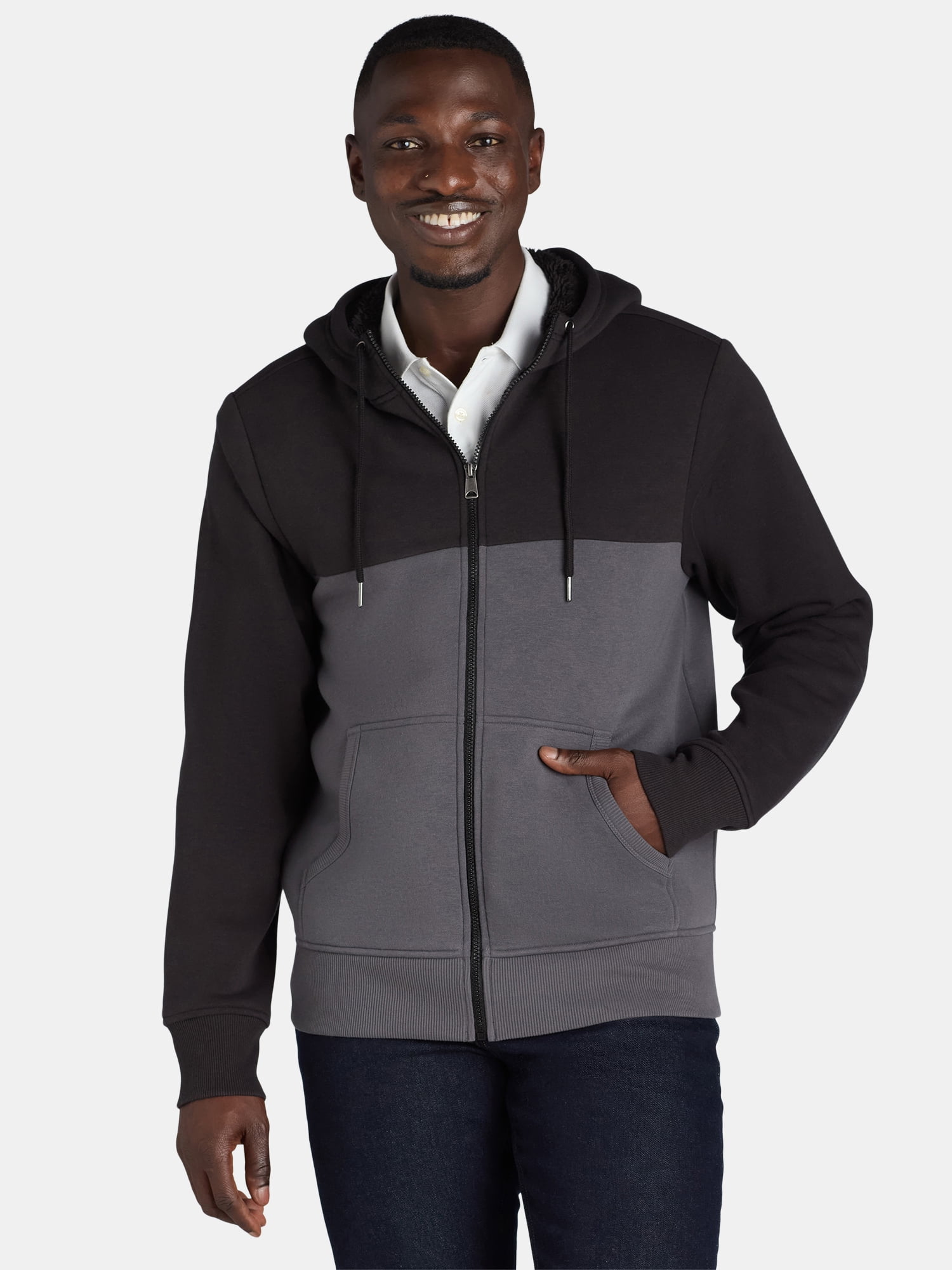George Men's & Big Men's High Pile Fleece Lined Jacket with Hood, Sizes ...