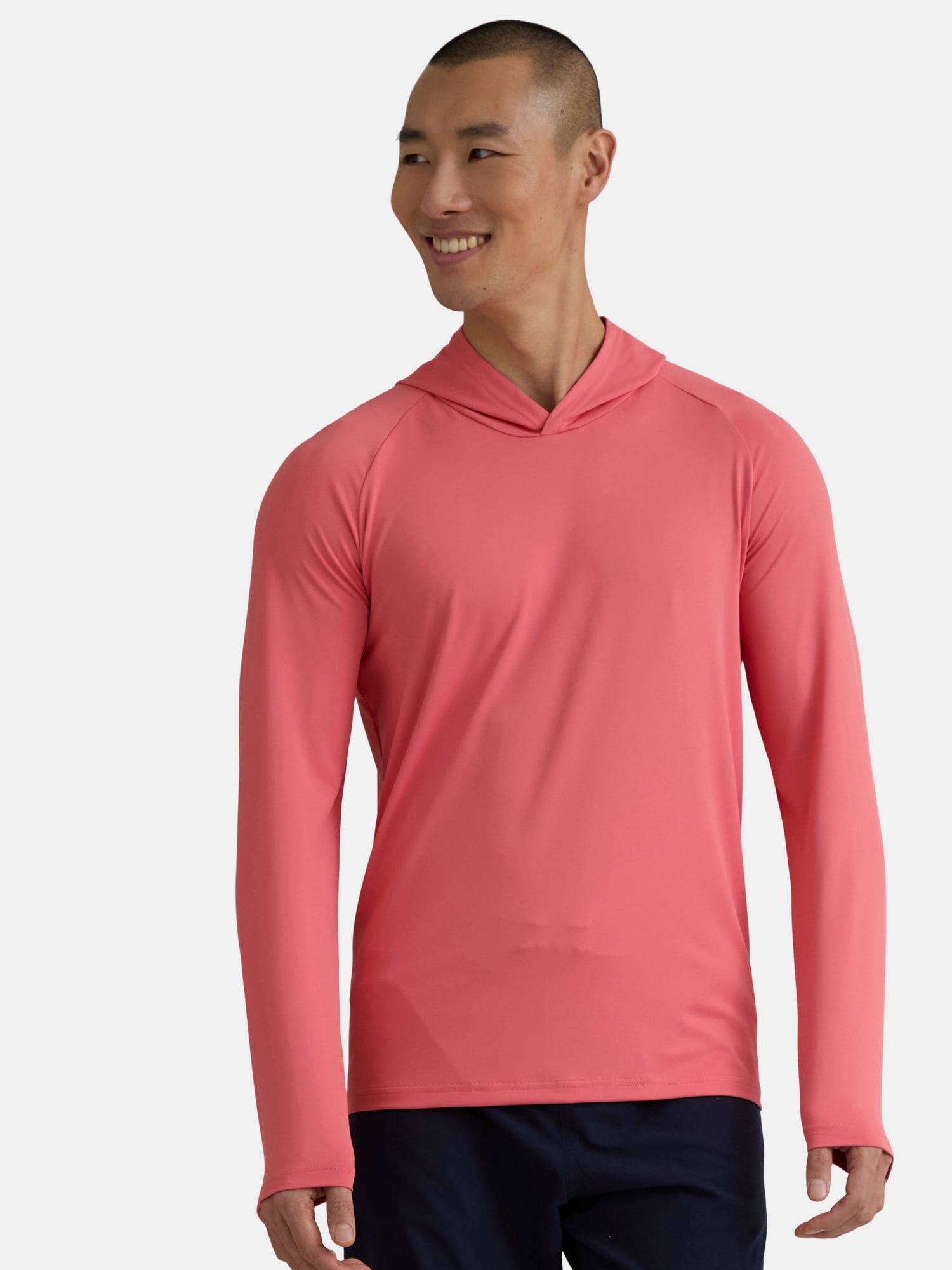 George Men's & Big Men's Hooded Sun Shirt with Long Sleeves, UPF 50 ...