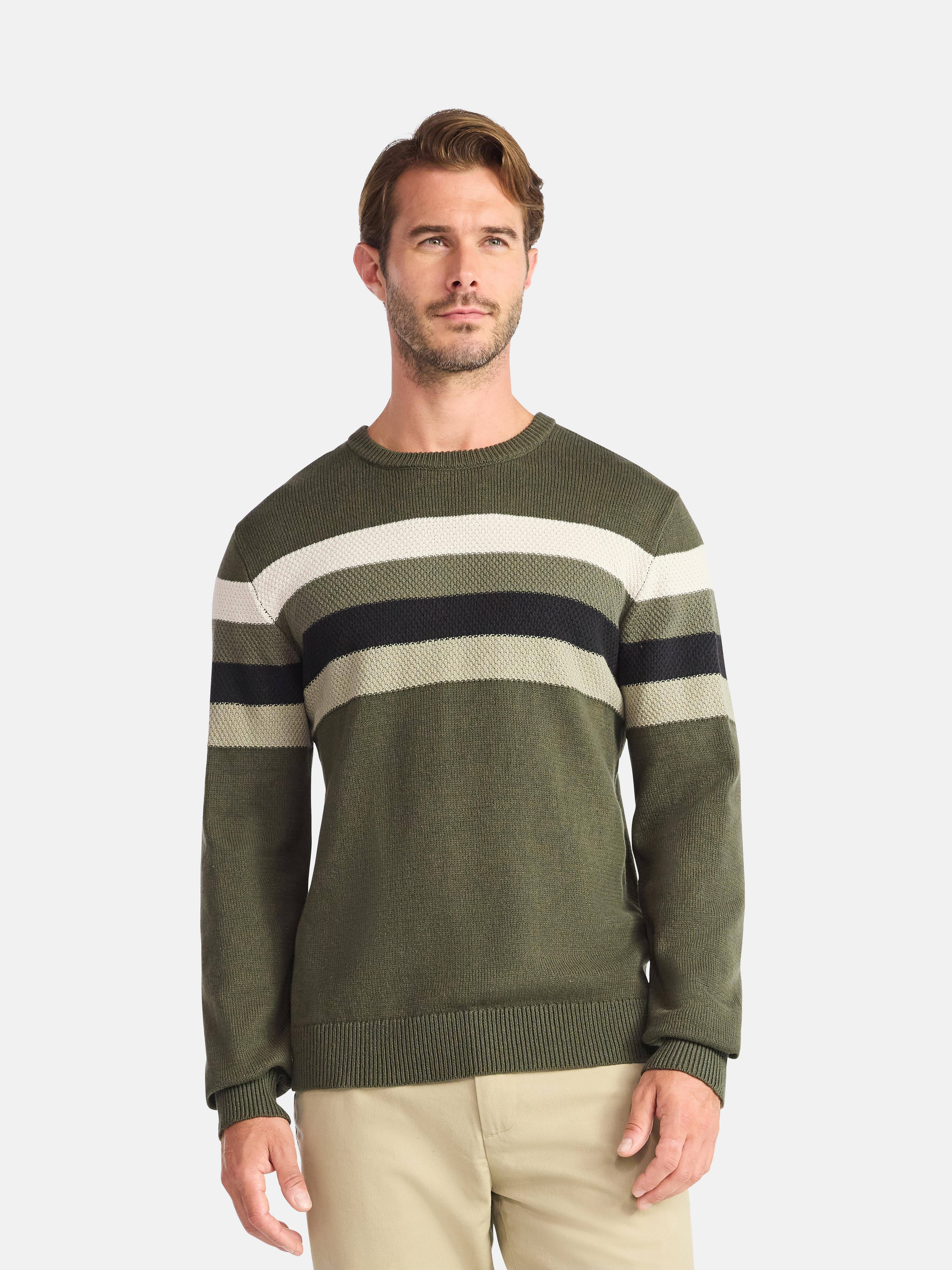 George Men's and Big Men's Chest Stripe Sweater, Midweight, Sizes S-3XL ...