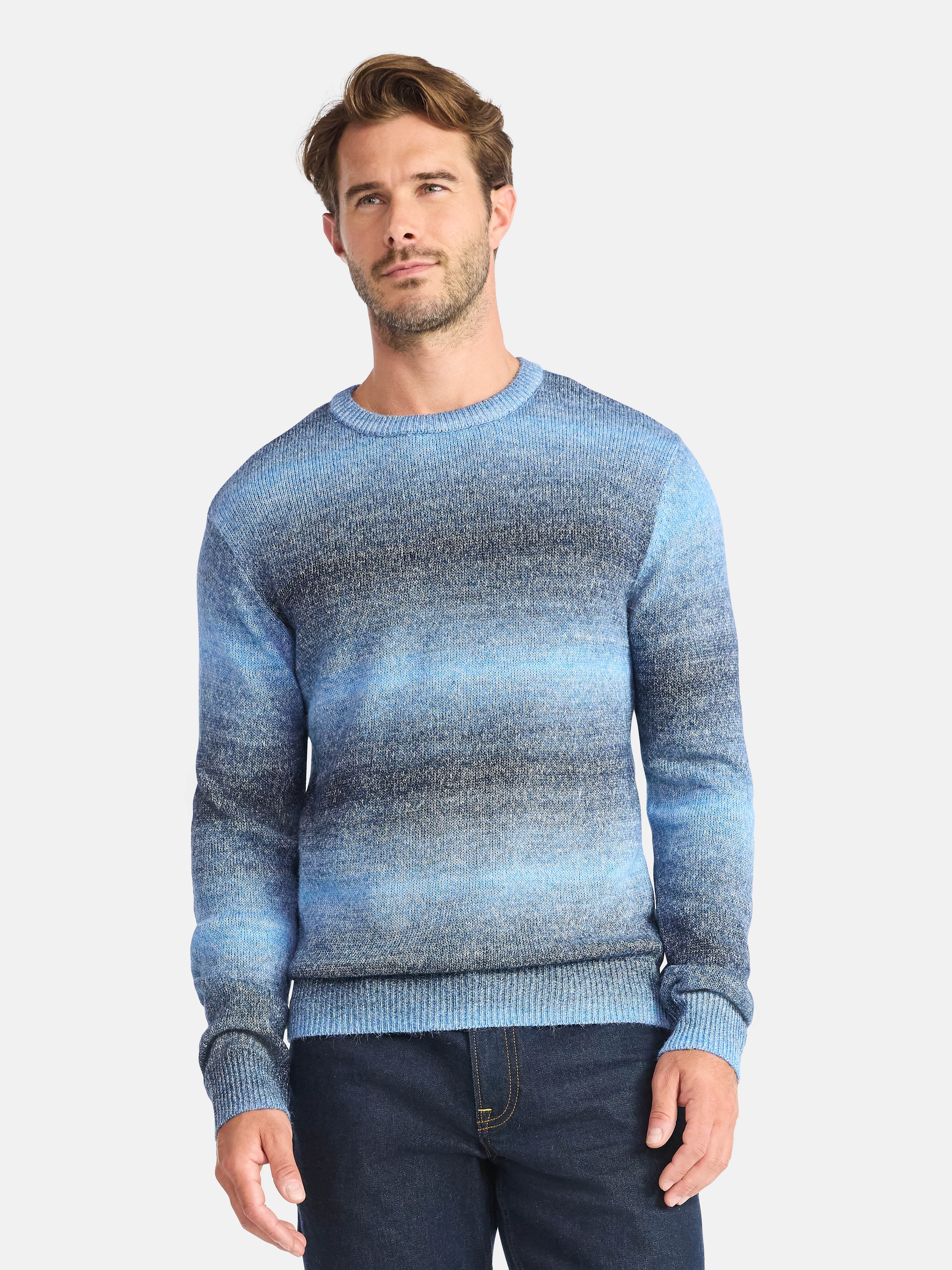 George Men's and Big Men's Ombre Crewneck Sweater, Midweight, Sizes S ...