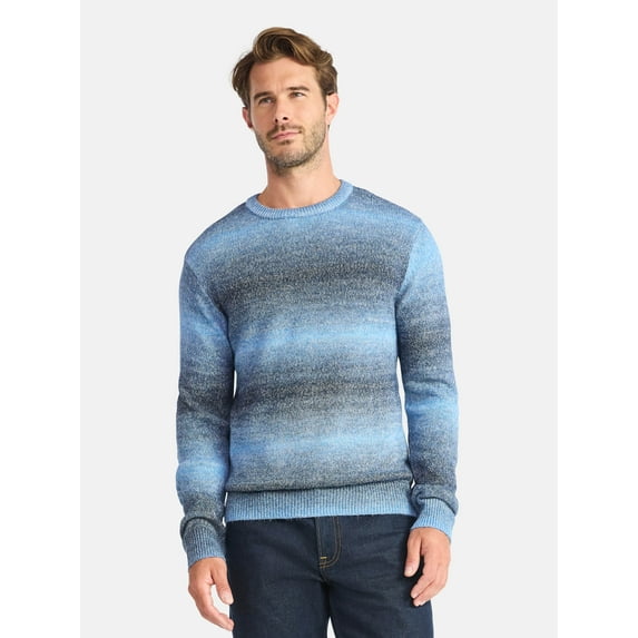 George Men's and Big Men's Ombre Crewneck Sweater, Midweight, Sizes S ...
