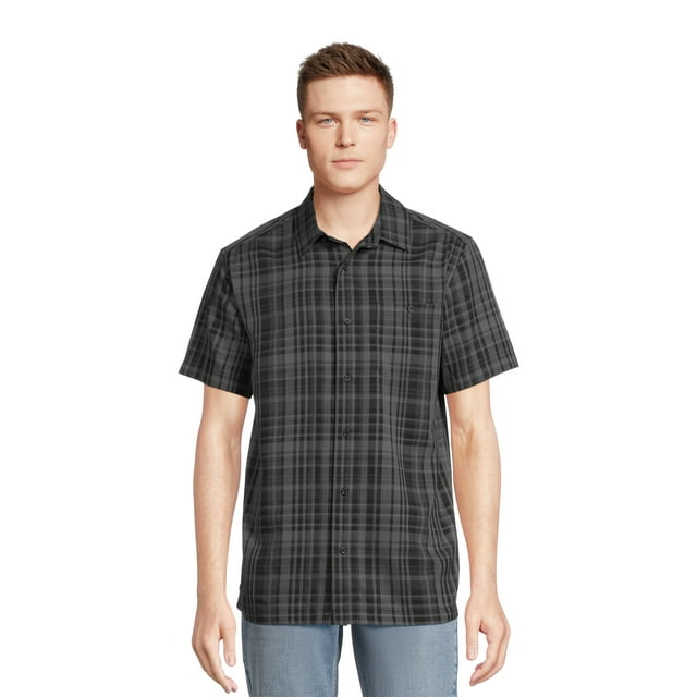 George Men's & Big Men's Microfiber Button-Up Shirt with Short Sleeves ...