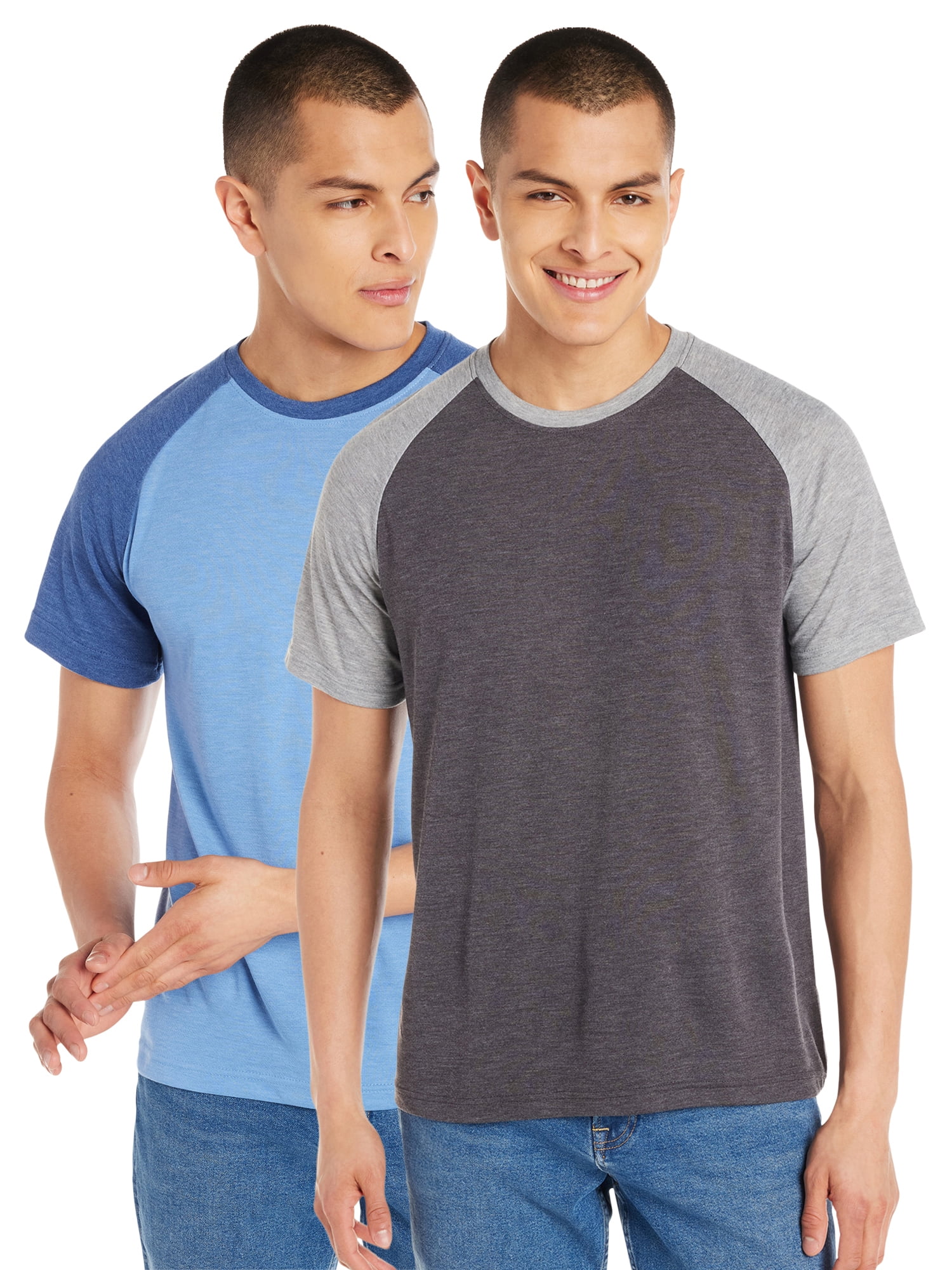 George Men's & Big Men's Raglan Tee with Short Sleeves, 2-Pack, Sizes S ...