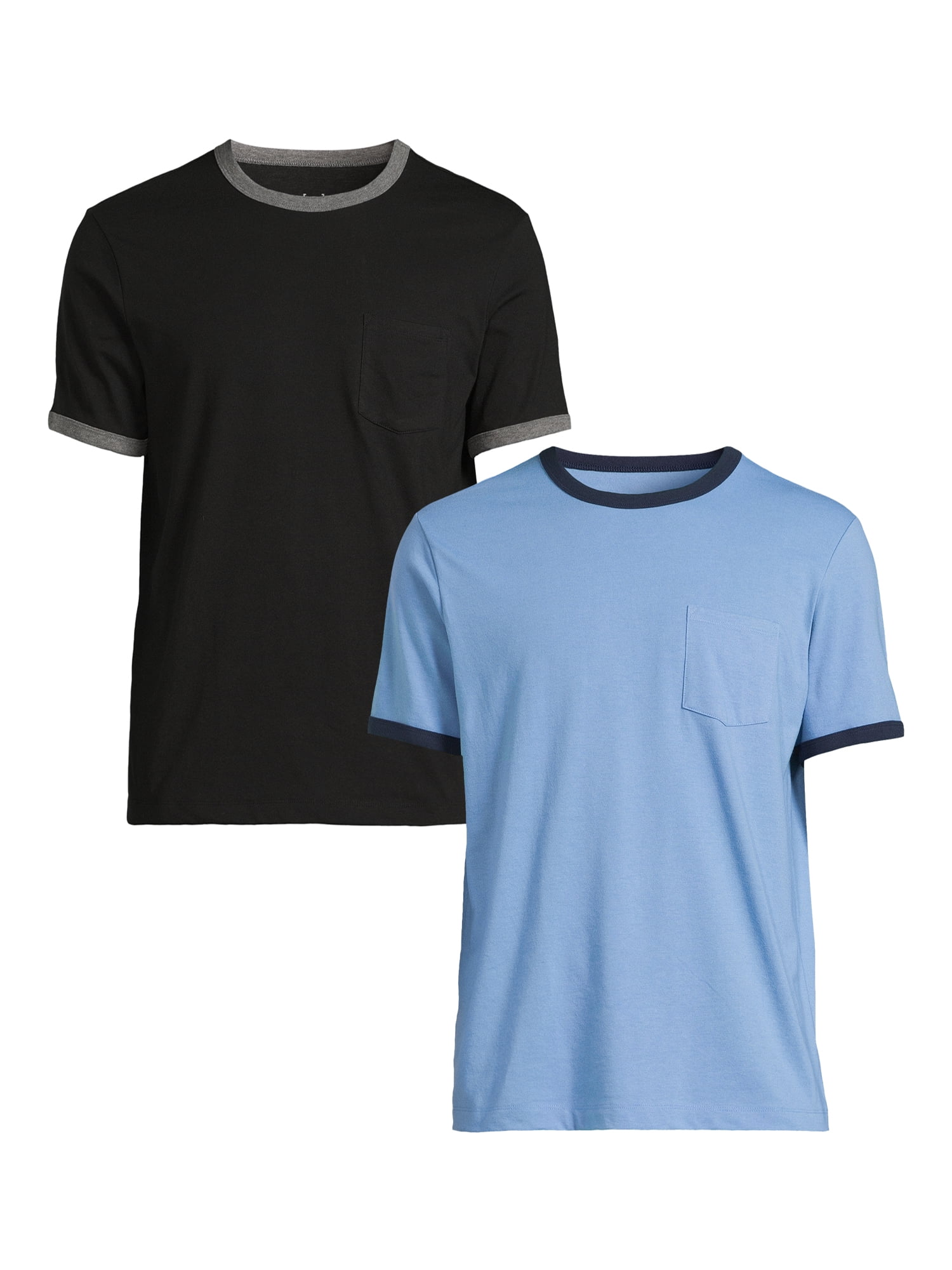 George Men’s & Big Men's 2-Pack Ringer Tee with Short Sleeves, Sizes S ...