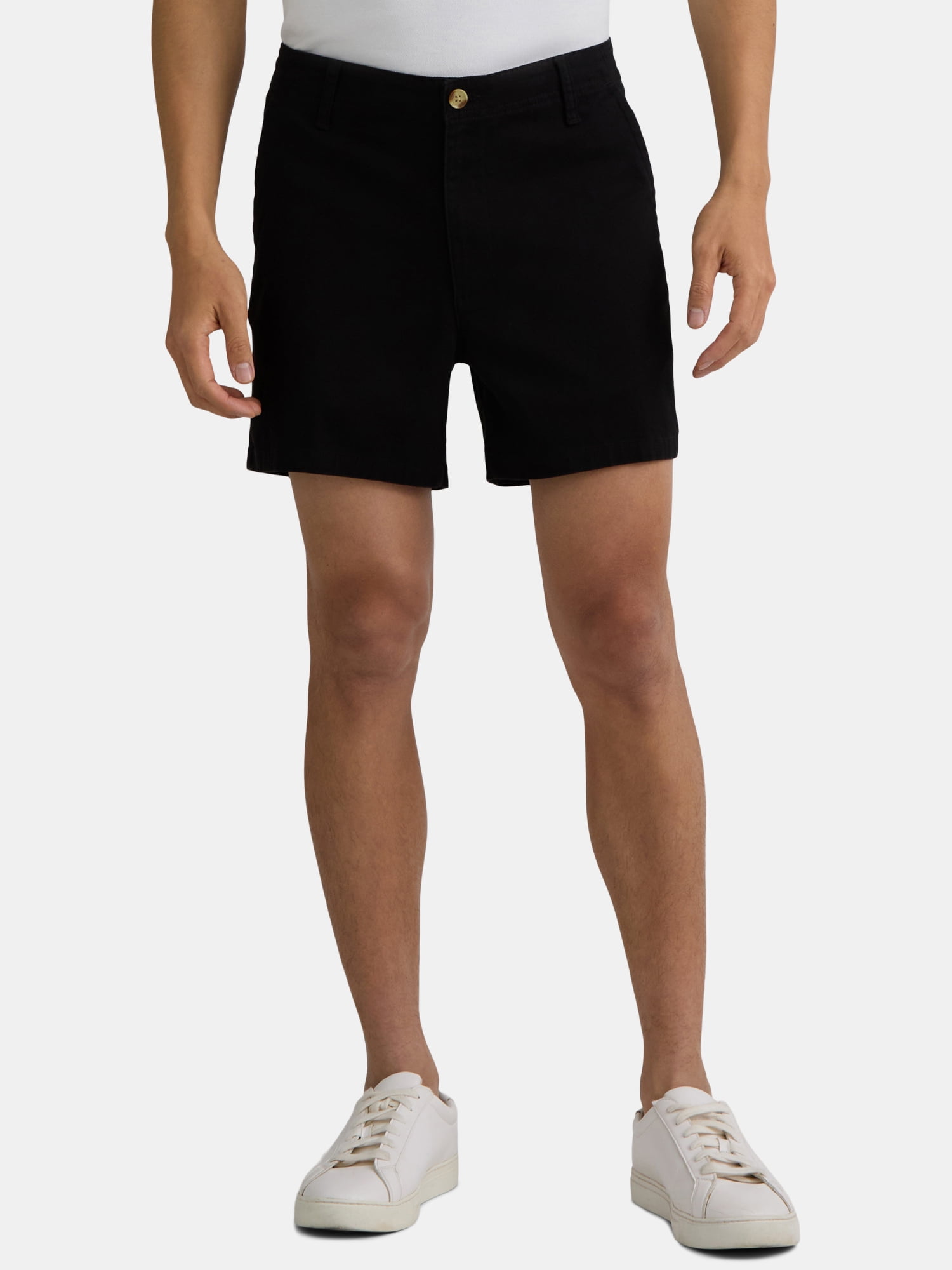 George Men’s & Big Men’s Stretch Twill Flat Front Shorts, 7” Inseam ...