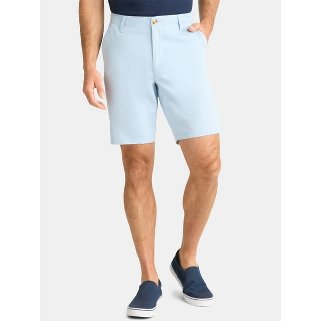 George Men's and Big Men's Stretch Twill Flat Front Shorts, 9" Inseam ...