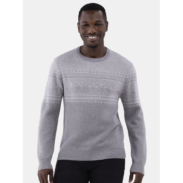 George Men's & Big Men's Two Tone Chest Block Fair Isle Crewneck ...