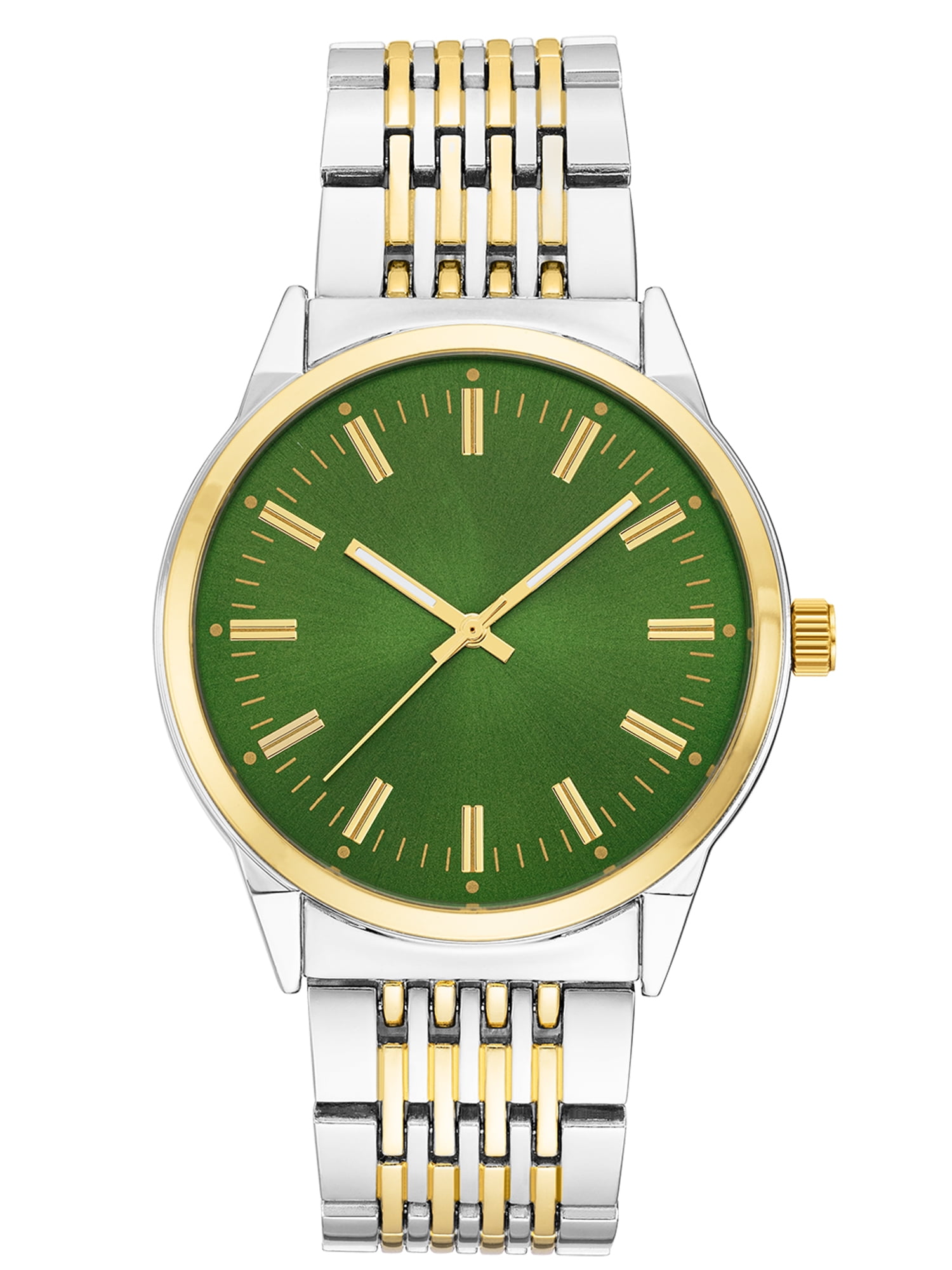 George Men's Green Metal Watch, 42mm Gold-Tone Alloy Case, Green Sunray Dial, Two-Tone Metal ...