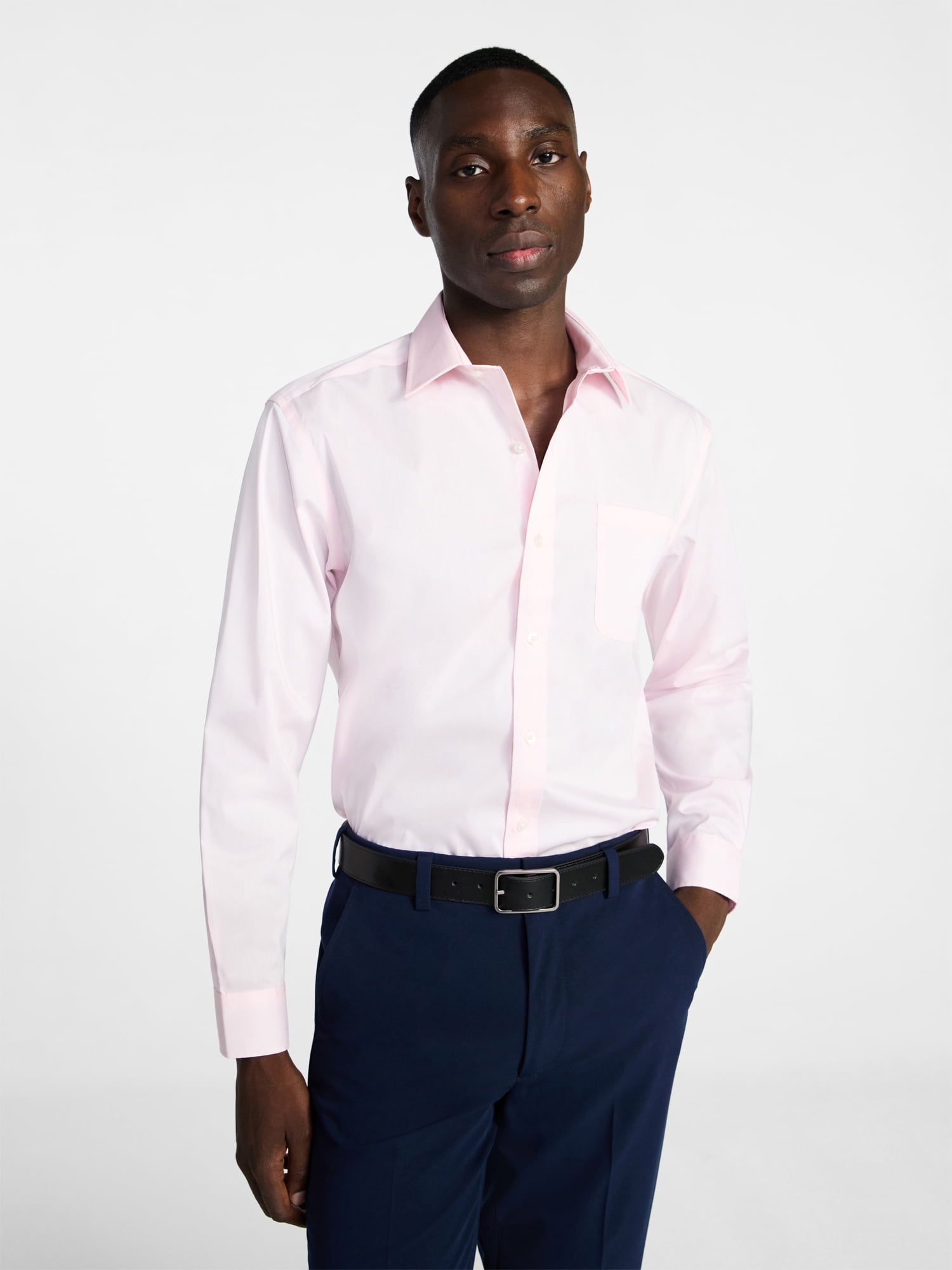 George Men's & Big Men's Classic Fit Dress Shirt with Long Sleeves ...