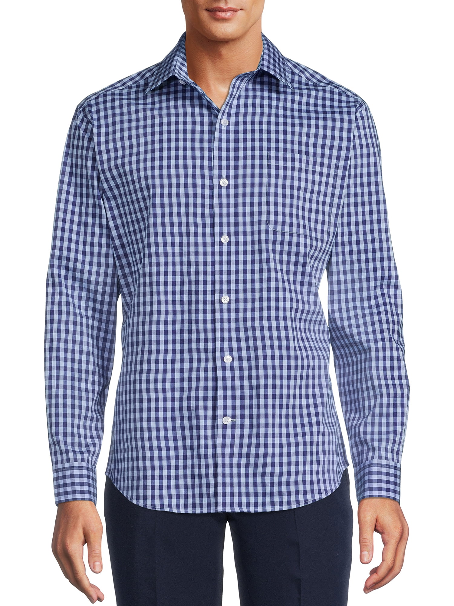 George Men's & Big Men's Classic Fit Dress Shirt with Long Sleeves ...
