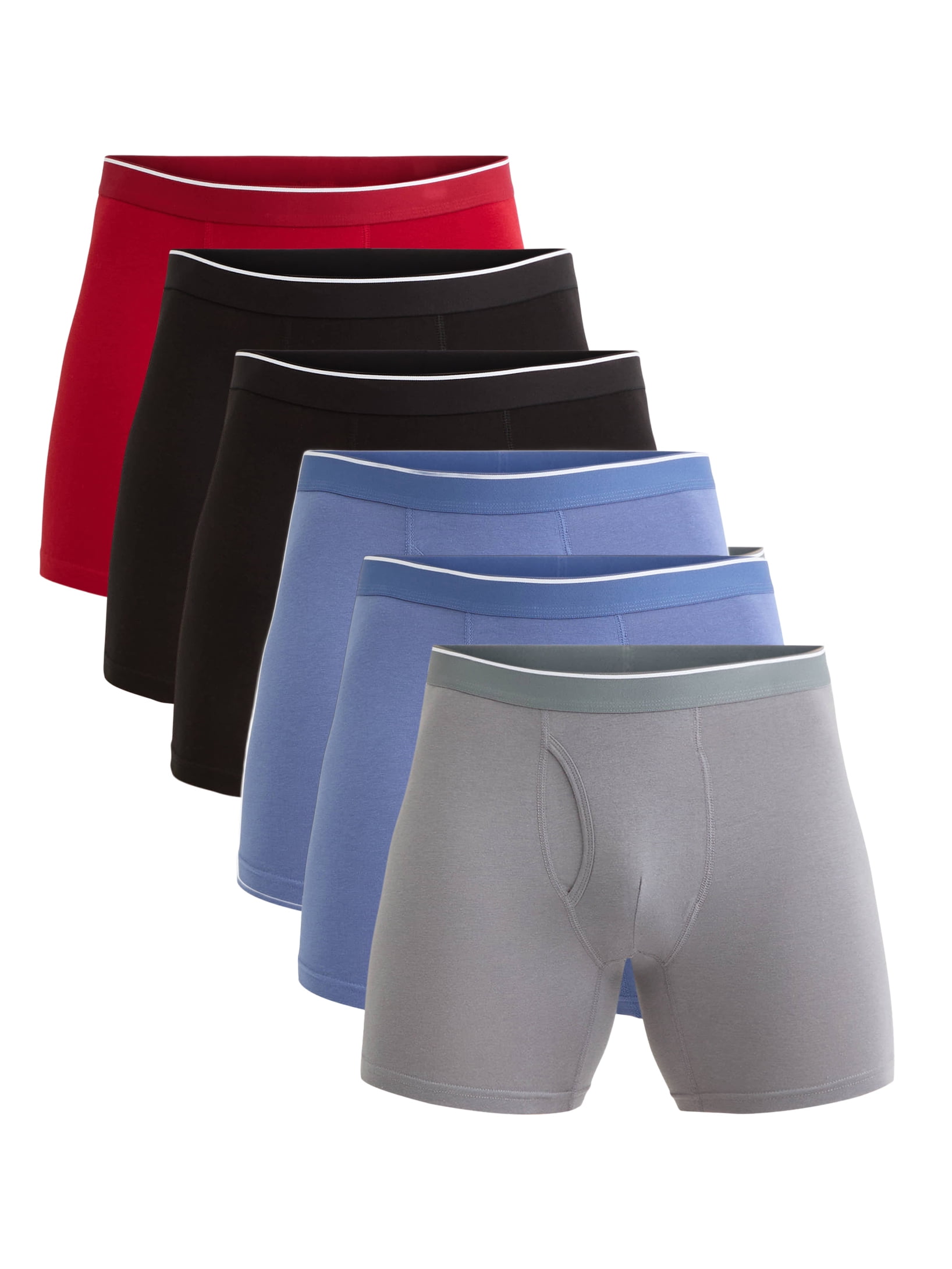 George Men's Cotton Blend Stretch Boxer Briefs, 6-Pack, Sizes S-2XL ...