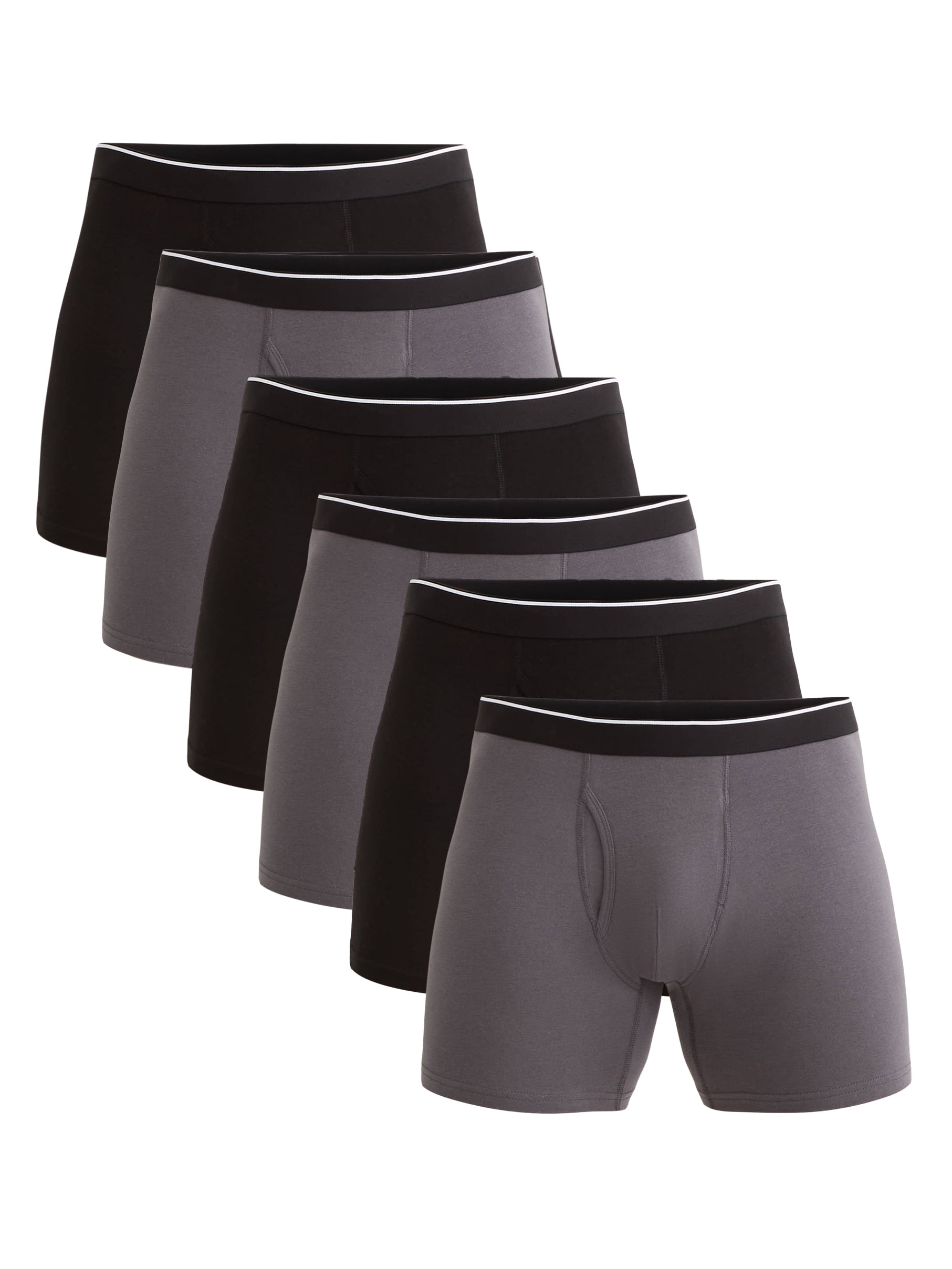 George Men's Cotton Blend Stretch Boxer Briefs 6-Pack, Moisture Wicking ...