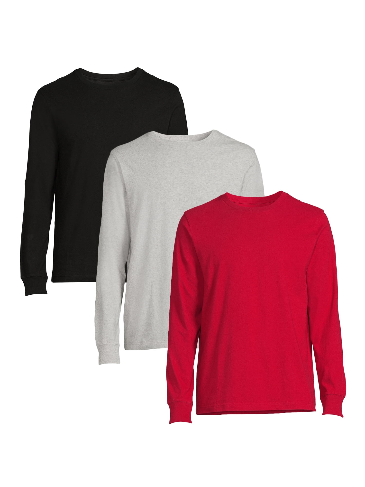 George Men's Crewneck Tees with Long Sleeves, 3-Pack - Walmart.com