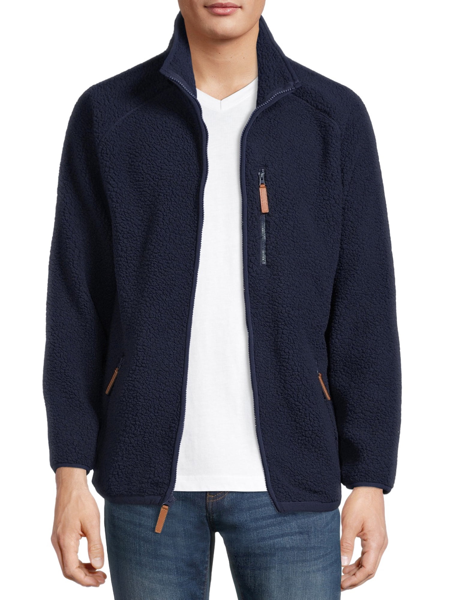 George Men's Faux Sherpa Full Zip Jacket - Walmart.com