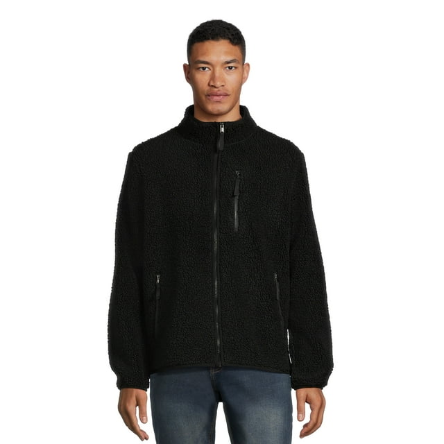 George Mens Full Zip Sherpa Mock Neck Jacket - Walmart.com