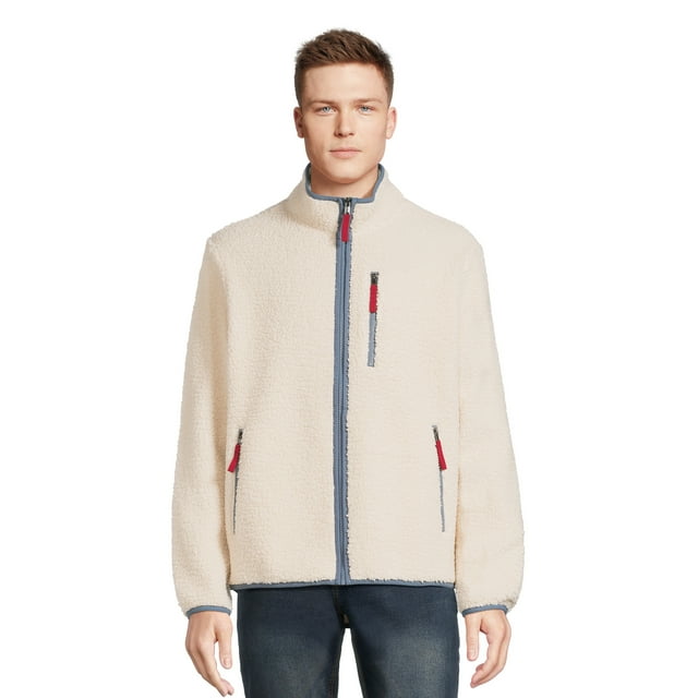 George Mens Full Zip Sherpa Mock Neck Jacket - Walmart.com