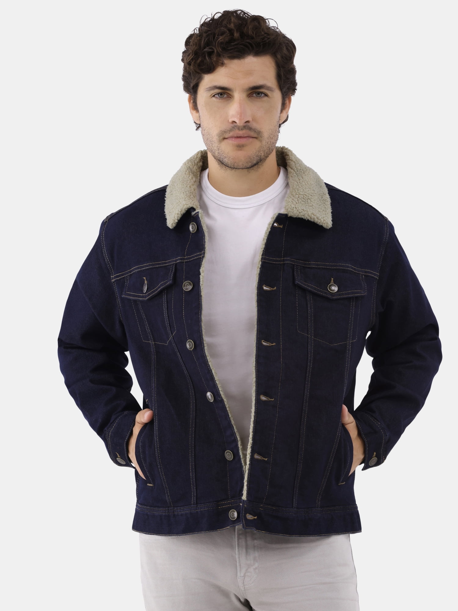 George Men's & Big Men's Fleece Lined Trucker Jacket, Sizes S-3XL ...